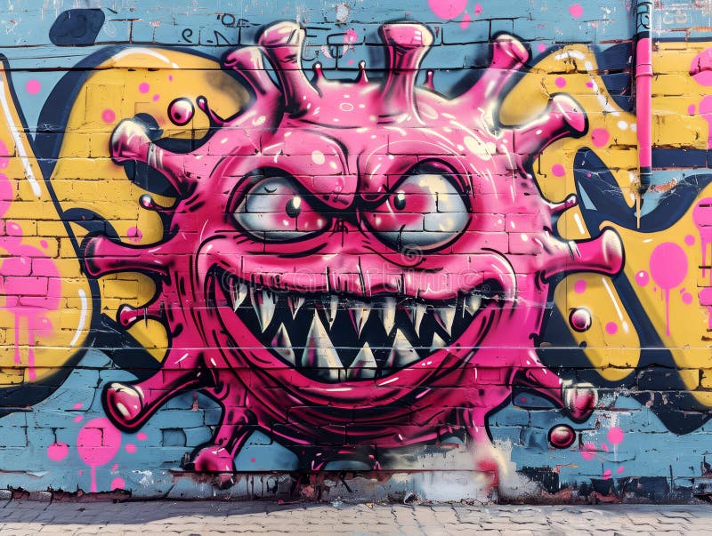 Graffiti-style Virus Illustration on a Brick Wall Stock Photo - Image ...