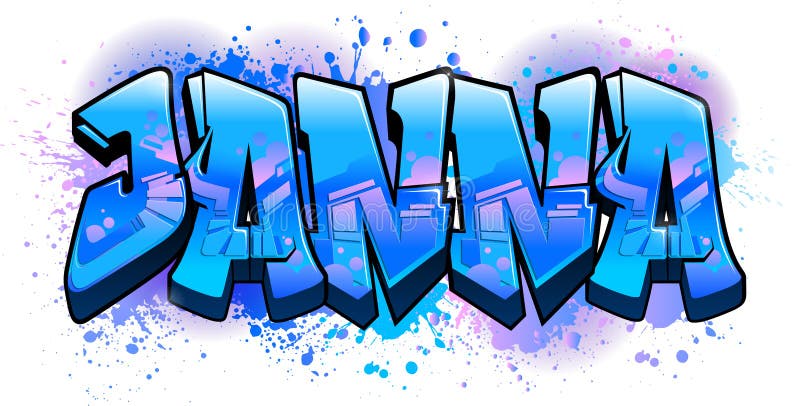Graffiti Styled Name Design - Janna Stock Vector - Illustration of graffiti, grafitti: 227391587