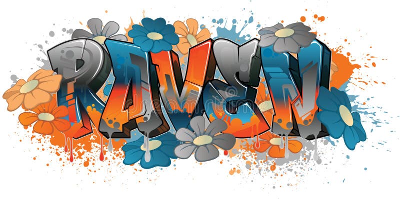 Graffiti Styled Name Design - Raven Stock Vector - Illustration of ...