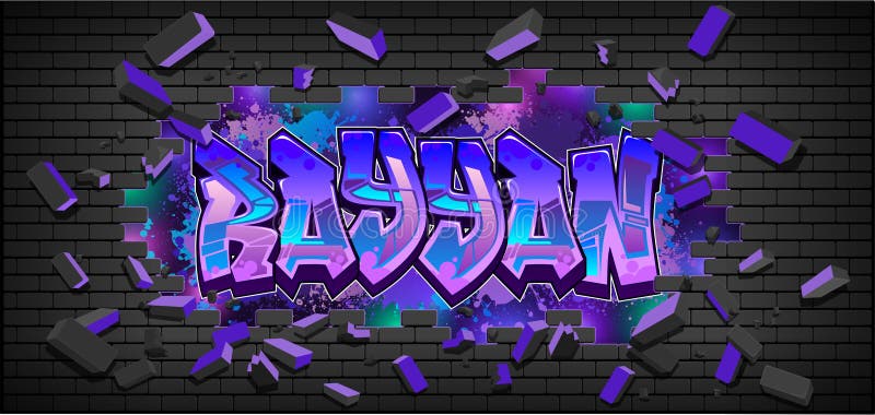 Graffiti Styled Name Design - Rayyan Stock Illustration - Illustration ...