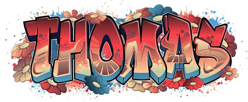 Thomas Name Text Graffiti stock illustration. Illustration of toon ...