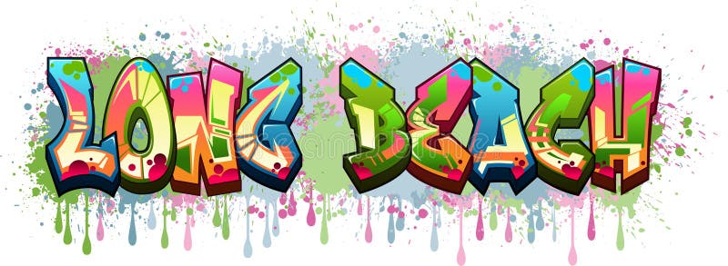 Graffiti Styled Vector Graphics Design - Long Beach Stock Vector ...