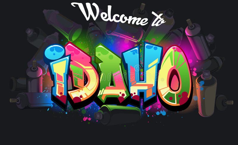 Graffiti Styled Vector Graphics Design - the State of Idaho Stock ...