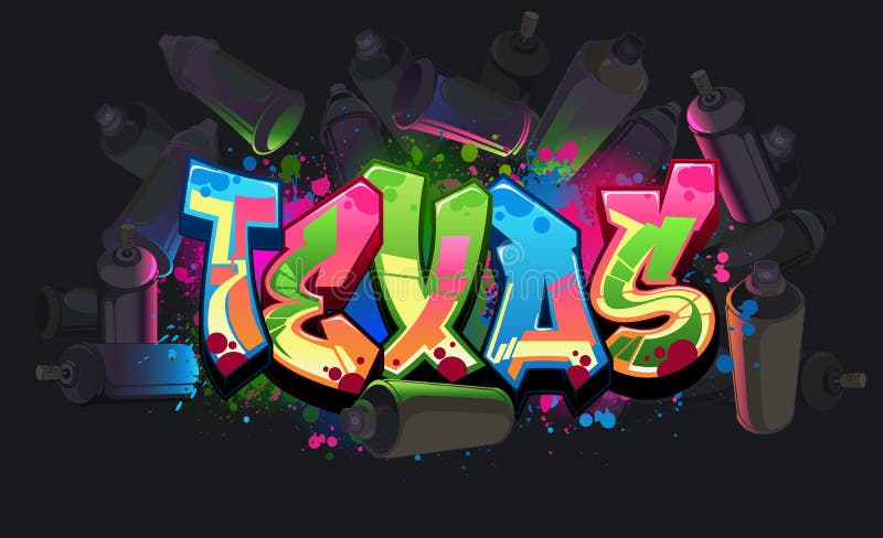Graffiti Styled Vector Graphics Design - the State of Texas Stock ...