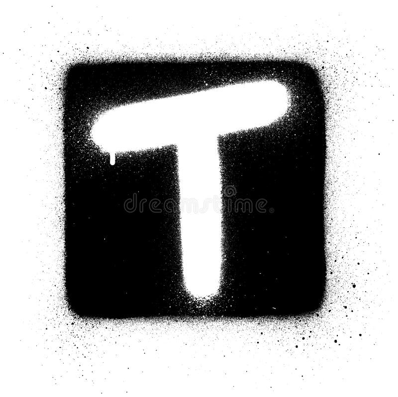 Graffiti T Font Sprayed in White Over Black Square Stock Vector ...
