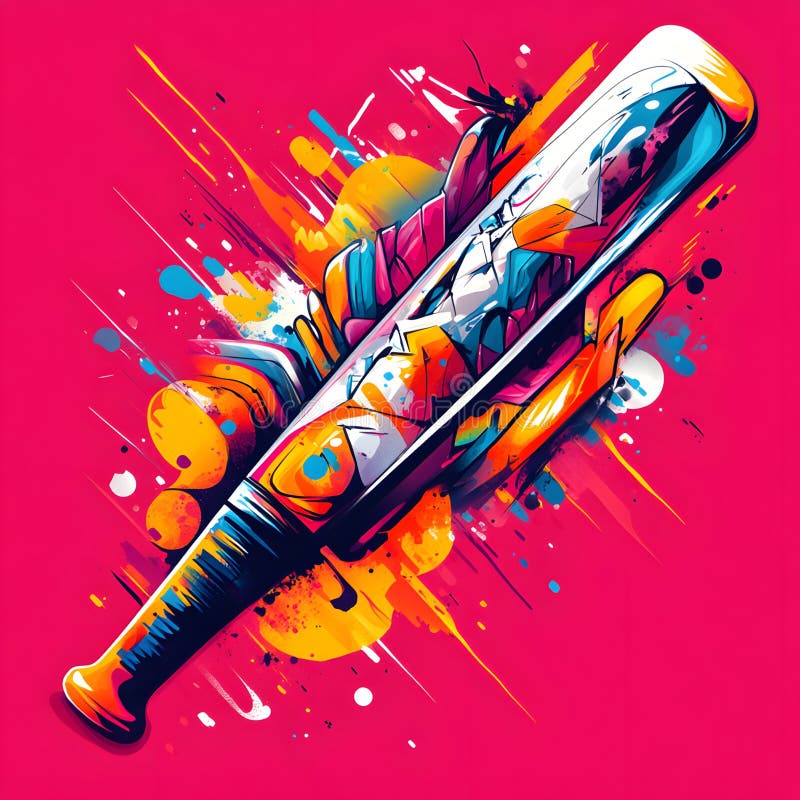 Graffiti-Tagged Baseball Bat with Bold Abstract Shapes and Kinetic ...