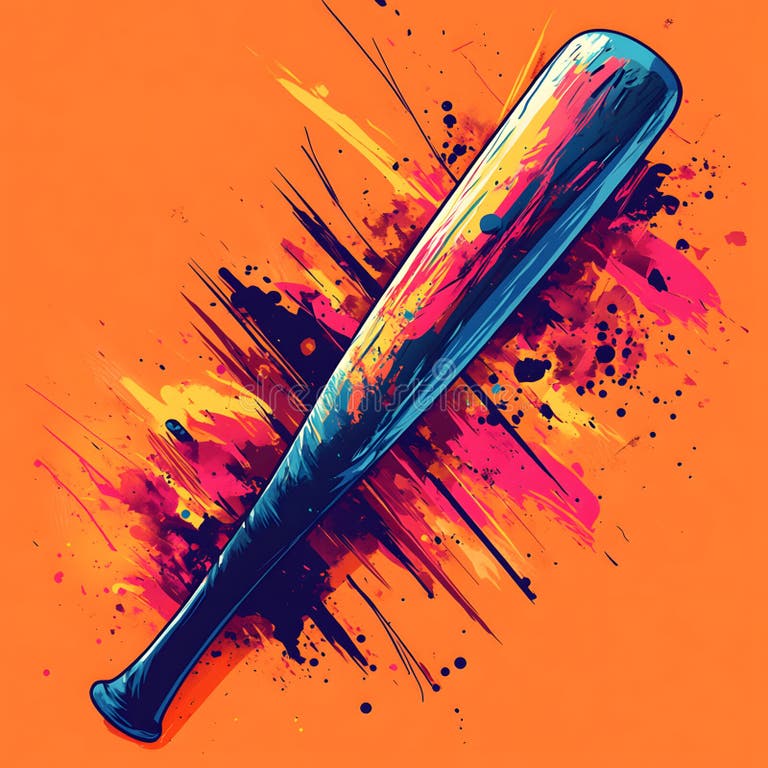 Graffiti-Tagged Baseball Bat Vector with Abstract Shapes and Dynamic ...