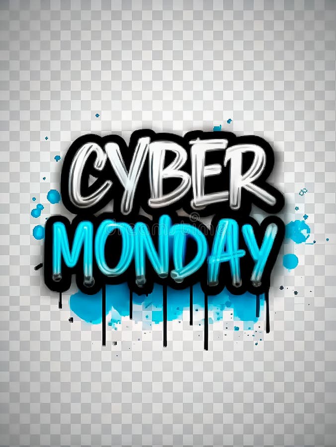 Graffiti Text CYBER MONDAY with Shadow Effect on Transparent Background ...