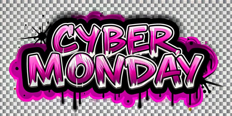 Graffiti Text CYBER MONDAY with Shadow Effect on Transparent Background ...