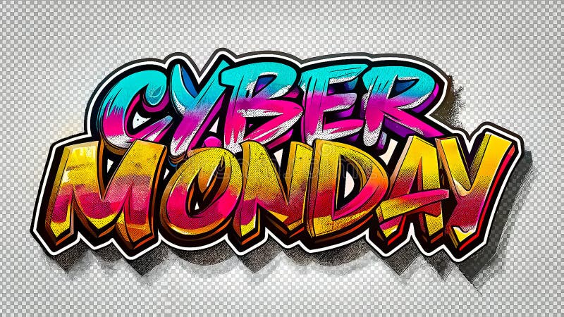 Graffiti Text CYBER MONDAY with Shadow Effect on Transparent Background ...