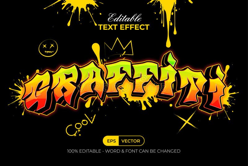 Graffiti Text Effect 3D Gradient Style. Stock Illustration ...
