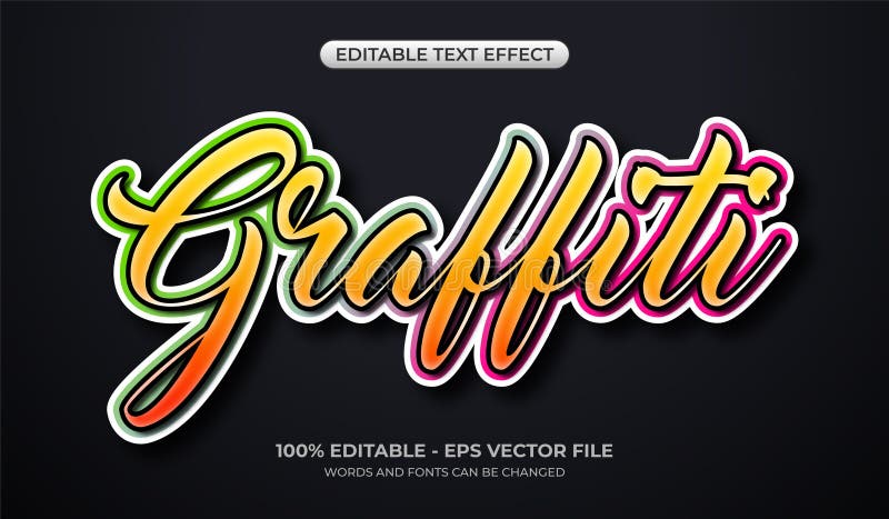 Graffiti Text Effect. Editable 3D Colorful Gradient Text Effect Stock ...