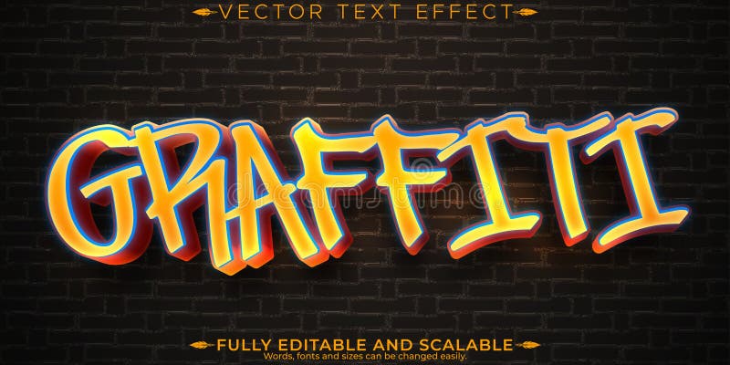 Graffiti Text Effect, Editable Spray and Paint Text Style Stock Vector ...