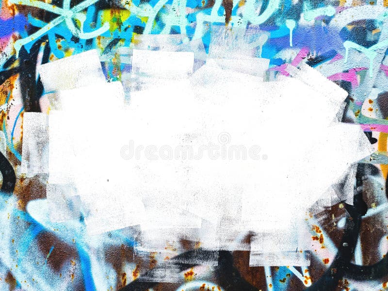 Graffiti Textured Abstract Background with White Central Space for ...