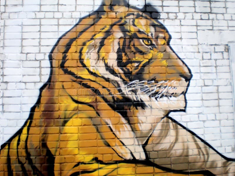 Graffiti tiger stock illustration. Illustration of street - 102008588