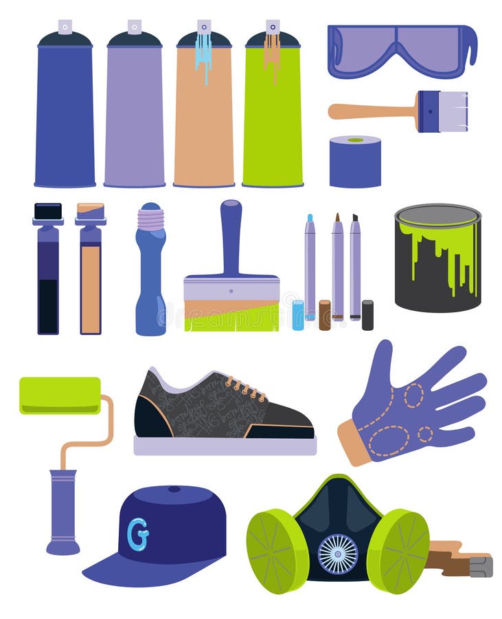 Graffiti tools set stock vector. Illustration of aerosol - 62100961