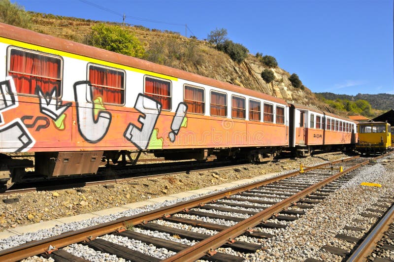 Graffiti on old train stock photo. Image of letters, graphic - 3994332