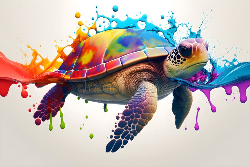 Graffiti with a Turtle on the Wall with a Splash, Color Art Stock ...