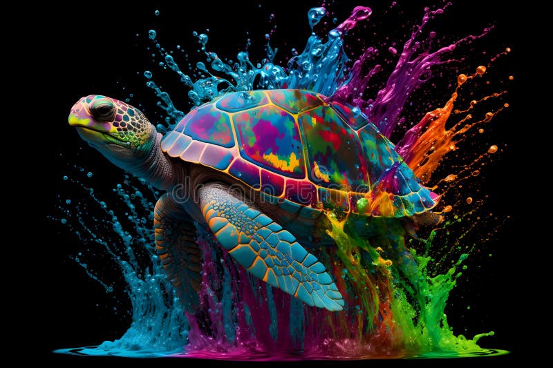 Graffiti with a Turtle on the Wall with a Splash, Color Art Stock Photo ...
