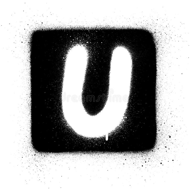 Graffiti U Font Sprayed in White Over Black Square Stock Vector ...