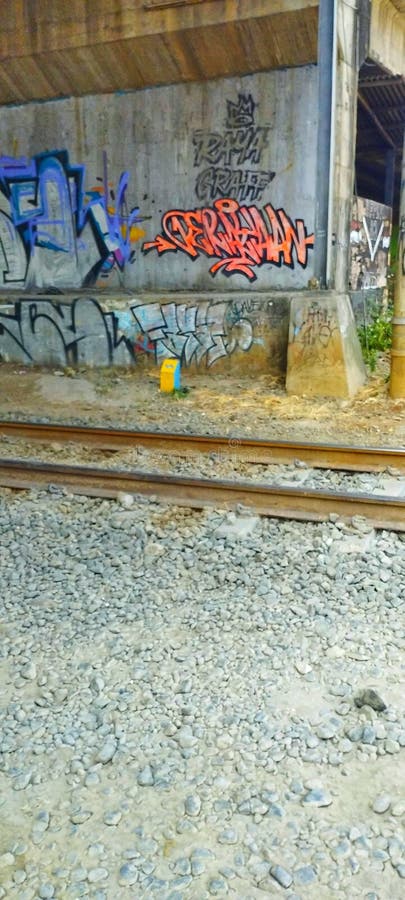 Graffiti Under the Fly Over Editorial Stock Image - Image of railroads ...