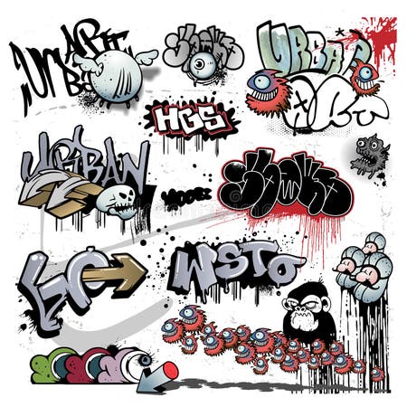 Graffiti Urban Art Elements Stock Vector - Illustration of element ...