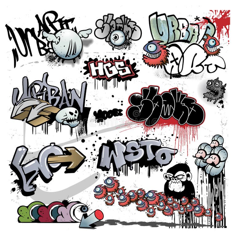 Graffiti Urban Art Elements Stock Vector - Illustration of element ...