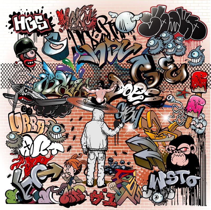Graffiti Urban Art Elements Stock Vector - Illustration of font, decor ...