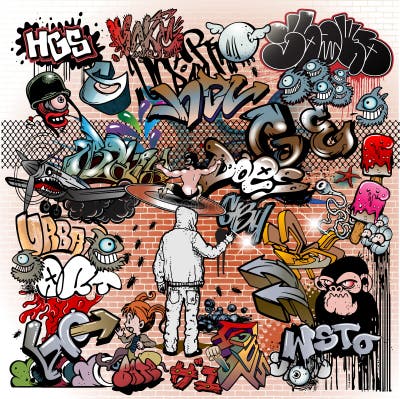 Graffiti Urban Art Elements Stock Vector - Illustration of hand ...