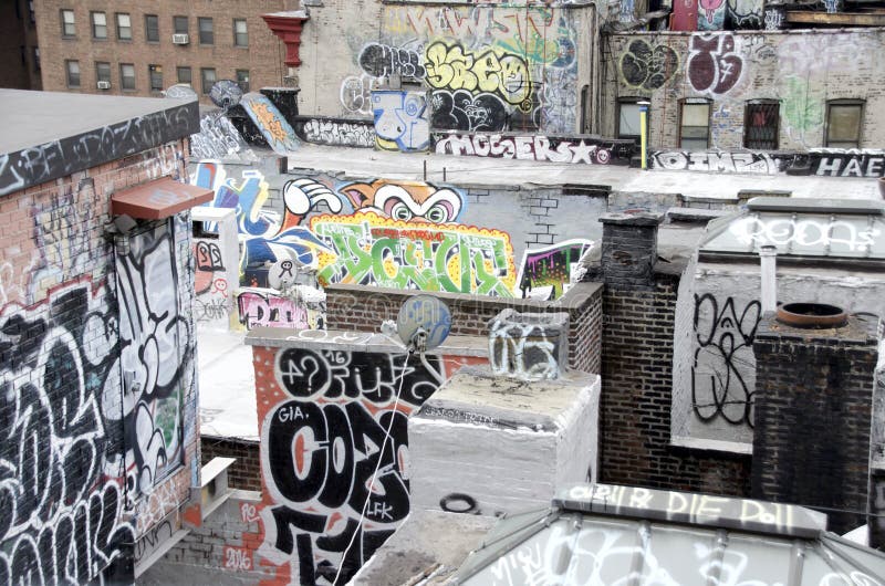 Graffiti and Urban Blight in New York City Editorial Photo - Image of ...