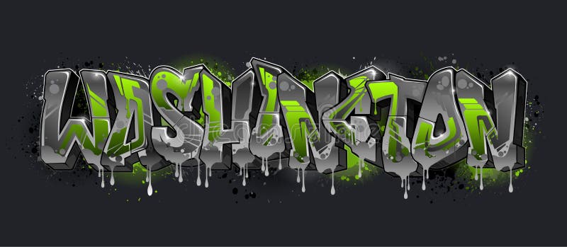 Graffiti Styled Vector Graphics Design - the State of Washington Stock ...