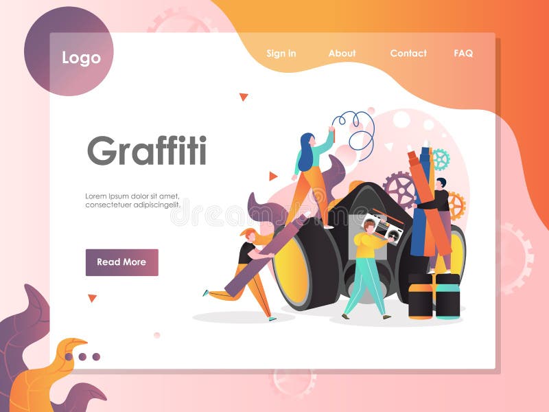 Graffiti Vector Website Landing Page Design Template Stock Vector ...