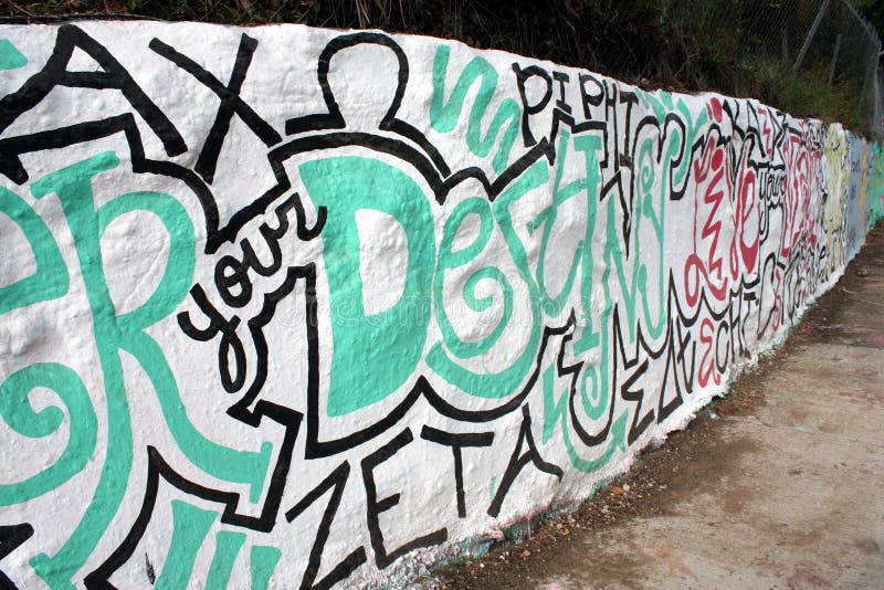 Destiny Graffiti on Brick Wall Stock Photo - Image of frame, material ...