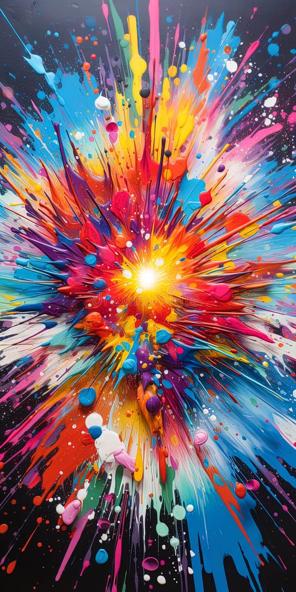 Graffiti on the Wall Depicting an Explosion of Light and Color in an ...