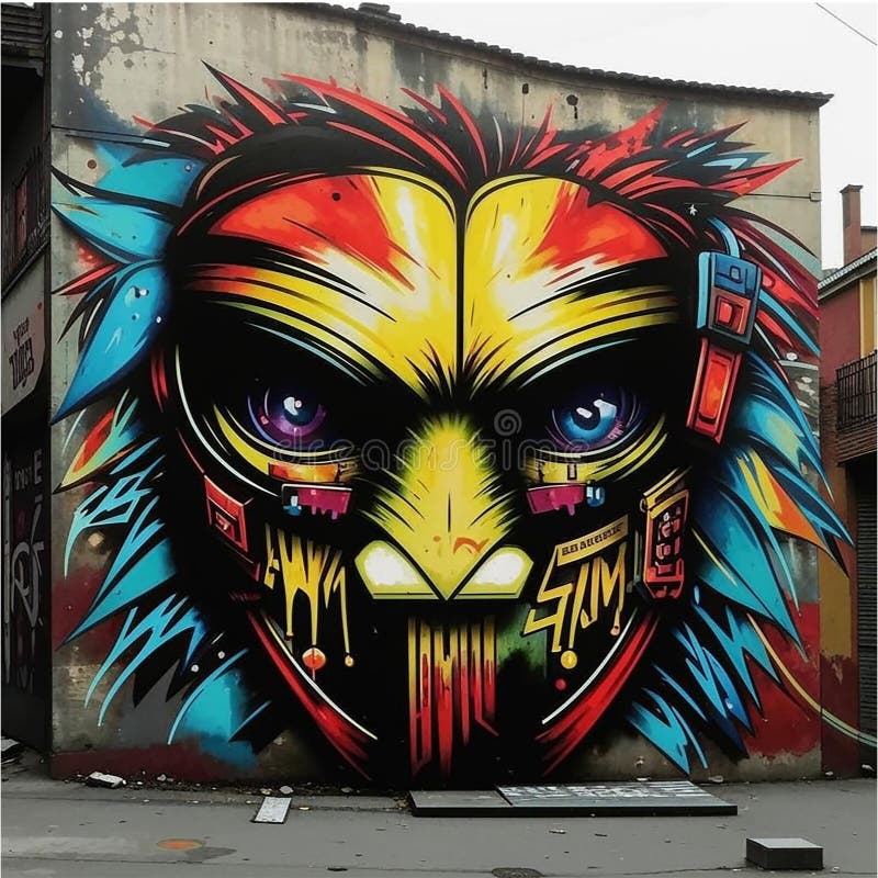 Graffiti on the wall stock illustration. Illustration of comics - 354735452