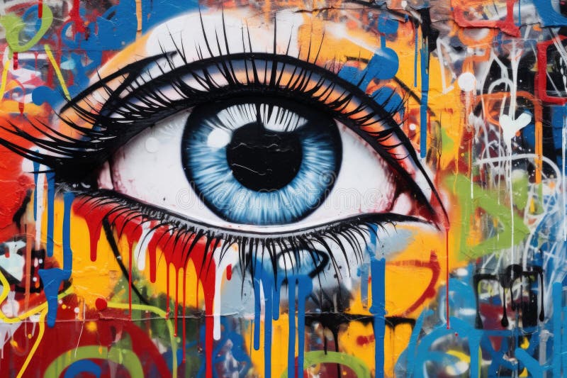 A Graffiti Wall Painted with Eyes Stock Photo - Image of graffiti ...