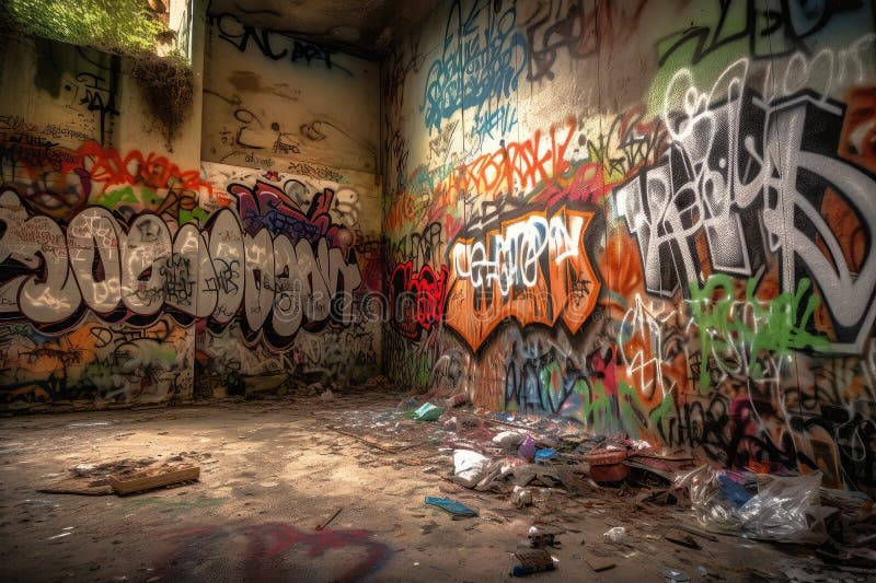 Graffiti on Wall, Representing the Destructive Force of Littering and ...