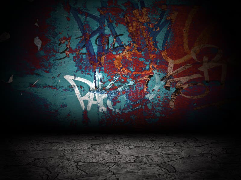 Graffiti Wall Room Interior Stage Background Texture Stock Illustration ...