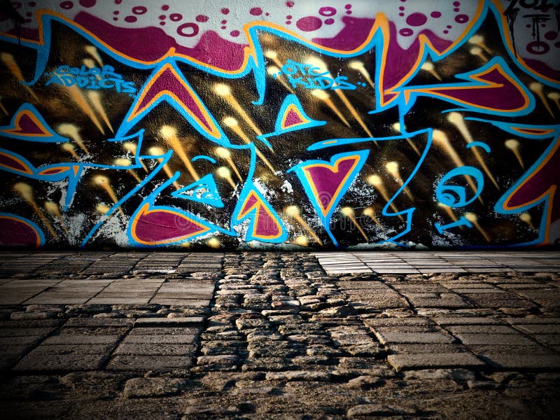 Graffiti Wall Room Interior Stage Background Texture Editorial Stock ...