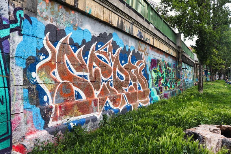 Graffiti on a Wall in Vienna, Austria Editorial Stock Image - Image of ...