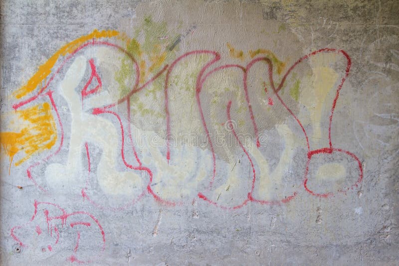 Graffiti on a Wall with the Word Run Stock Image - Image of criminality ...