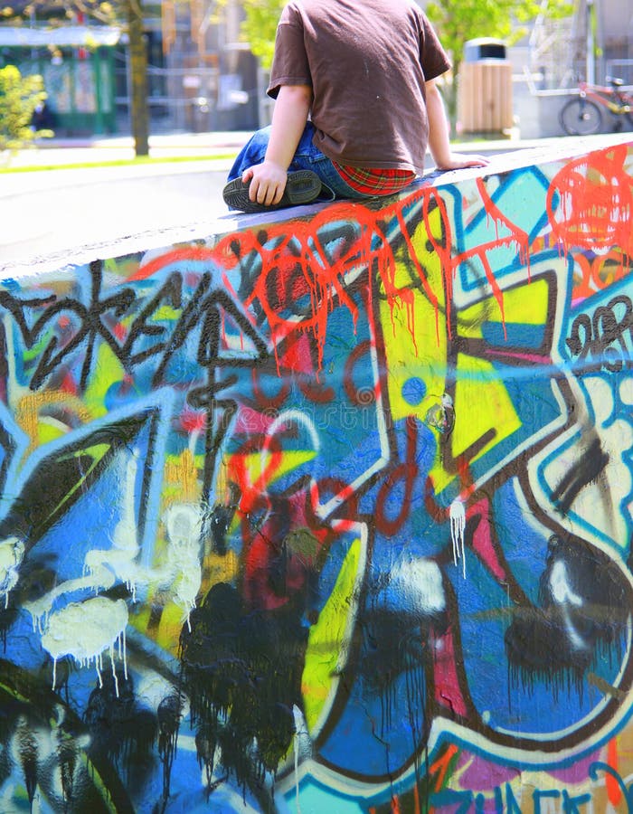 Graffiti wall. editorial stock image. Image of teen, community - 31833954