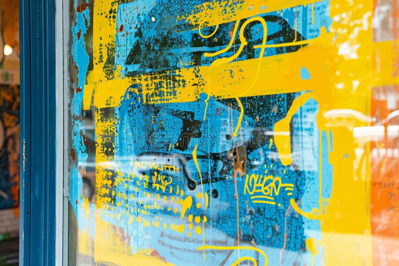 The Graffiti on the Window of a Coffee Shop Stock Illustration ...