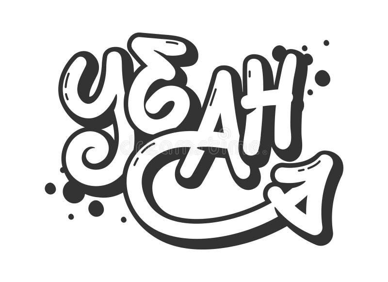 Yeah, Yes, Oh Lettering. . Cartoon Font Label Tag Expression Stock ...