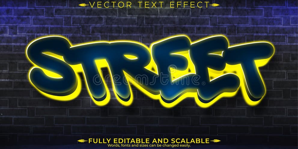 Graffiti Yellow Text Effect, Editable Spray and Street Text Style Stock ...