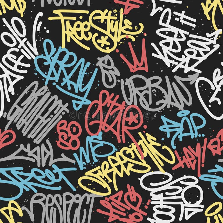Graffity Wall Tags Seamless Pattern, Graffiti Street Art. Stock Vector ...