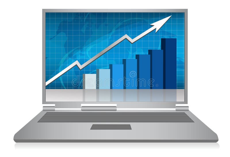 Laptop Aperto Con Struttura a Filo. Vista Frontale. Vettore ...