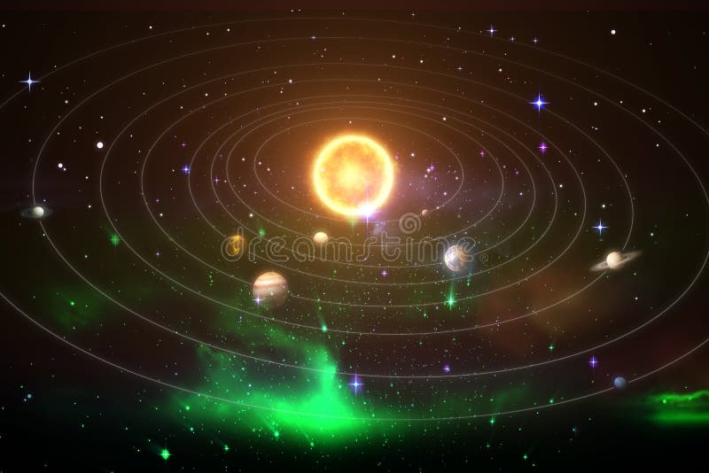 Grafisk Bild Av Solsystemet 3d Stock Illustrationer - Illustration av ...