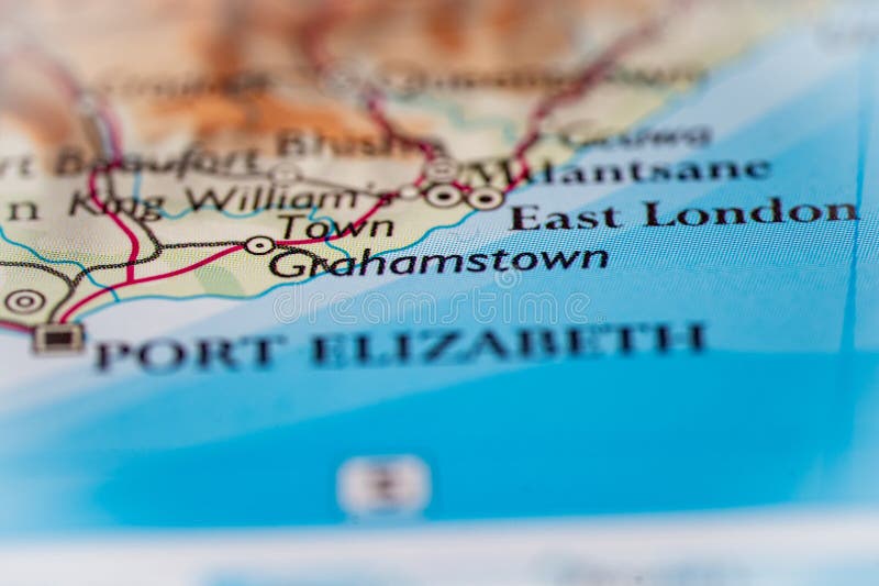 Grahamstown, South Africa Highlighted on a World Map Stock Photo ...