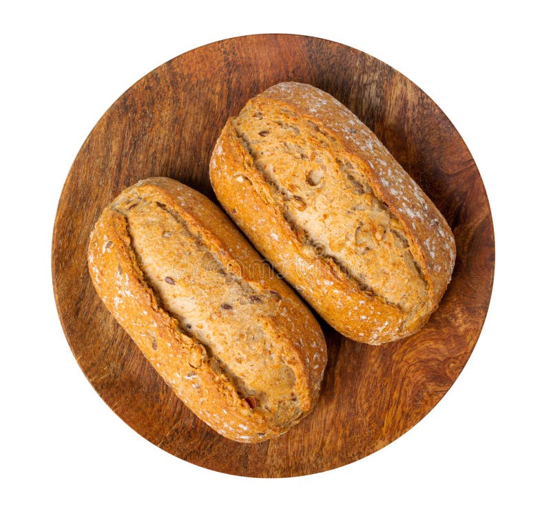 Grain Bread Isolated, Whole Buns with Seeds, Rustic Organic Cereal ...